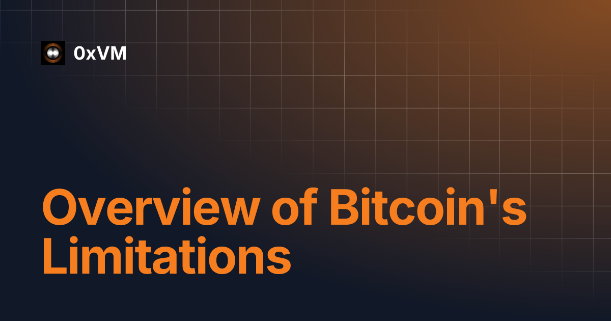 Overview of Bitcoin's Limitations | 0xVM